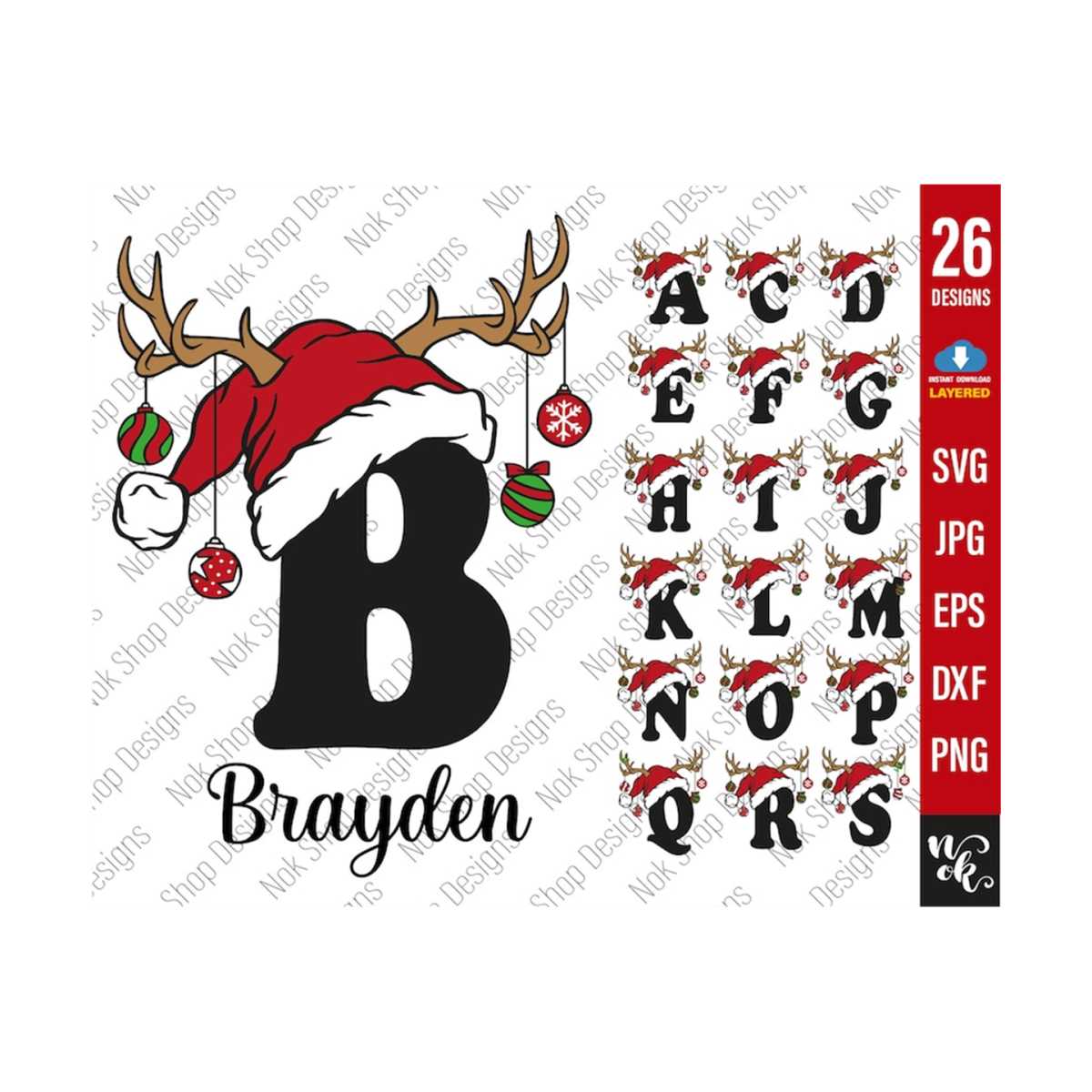 Christmas alphabet SVG Bundle, A-Z Letters svg for Cricut, S | Inspire ...