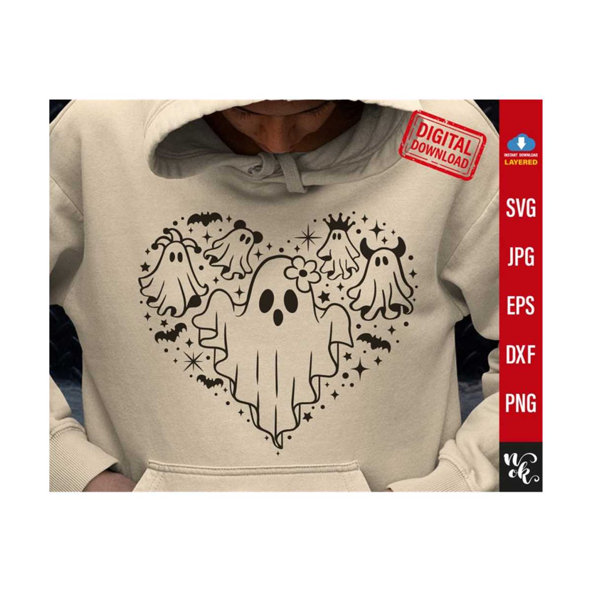 Ghost svg, Creepy ghost in heart svg, Love Heart Halloween s | Inspire ...