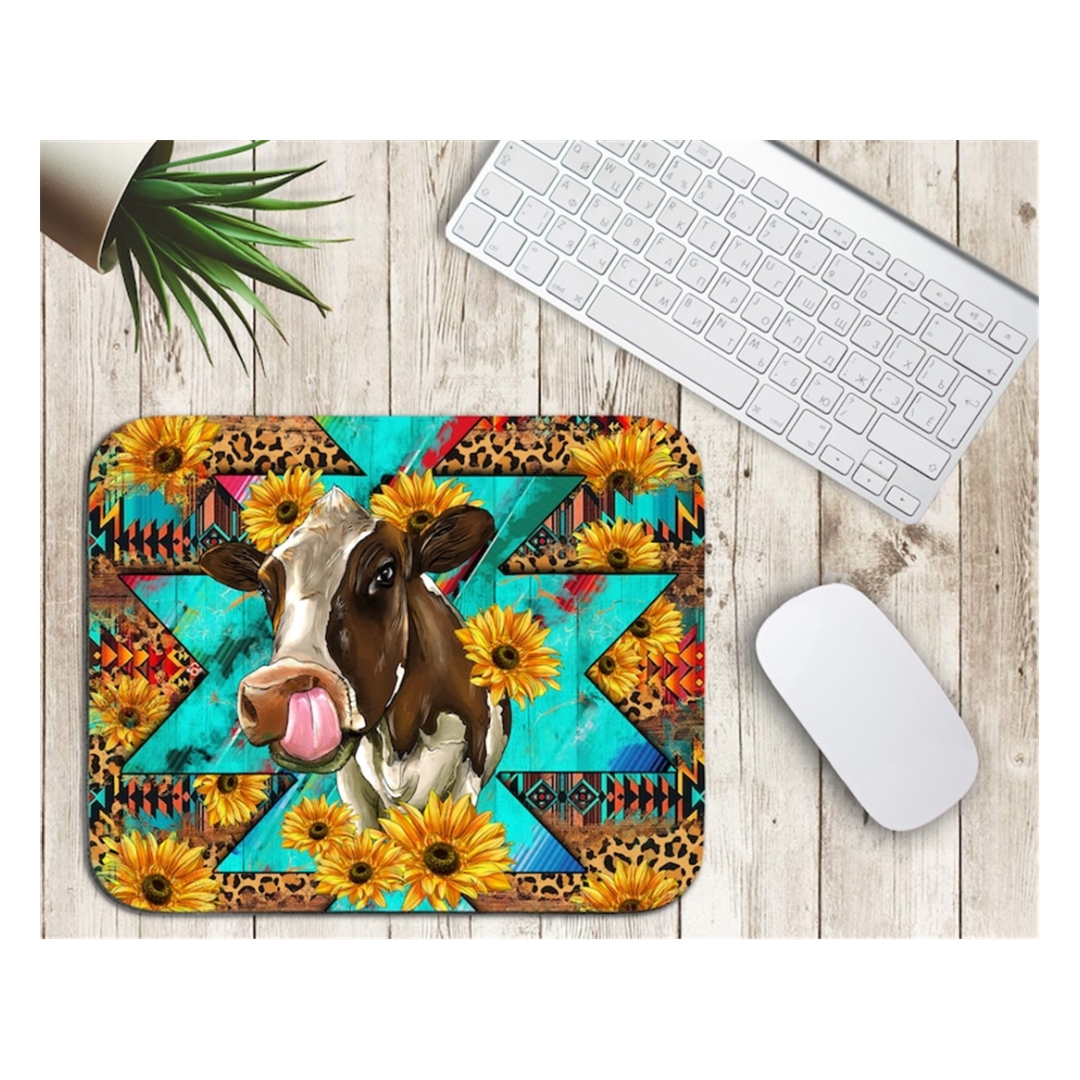 Aztec Cow Sunflower Mouse Pad Png, Cow Mouse Pad PNG, Mouse | Inspire ...