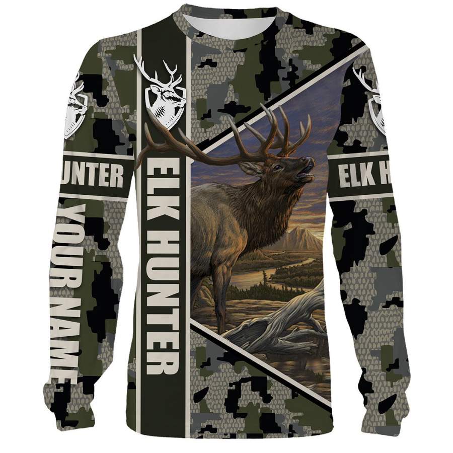 Elk Hunting Camo Hunter Legend Custome Name 3D All Over Prin | Inspire ...