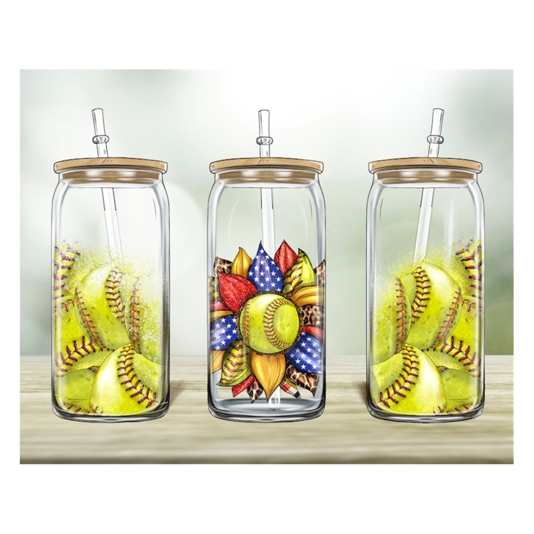 American Flag Sunflower Softball 16oz Libbey Glass png, Spor - Inspire ...