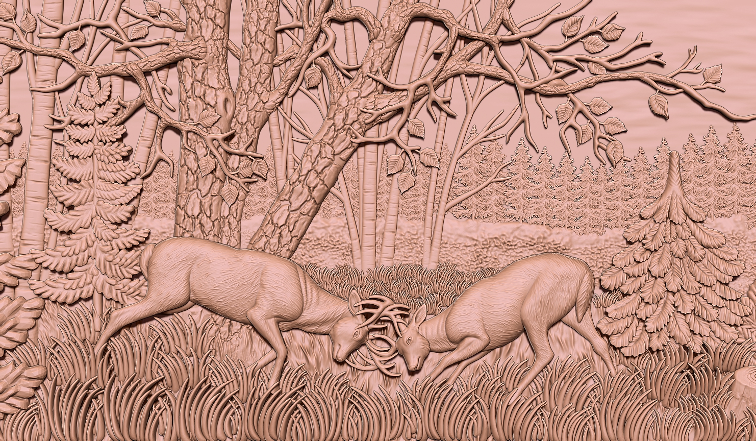 3d Stl Model File Panel Deer In The Forest For Cnc Router En Inspire