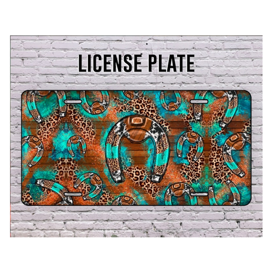 Horseshoes Leopard License Plate, Western License Plate Png, | Inspire ...