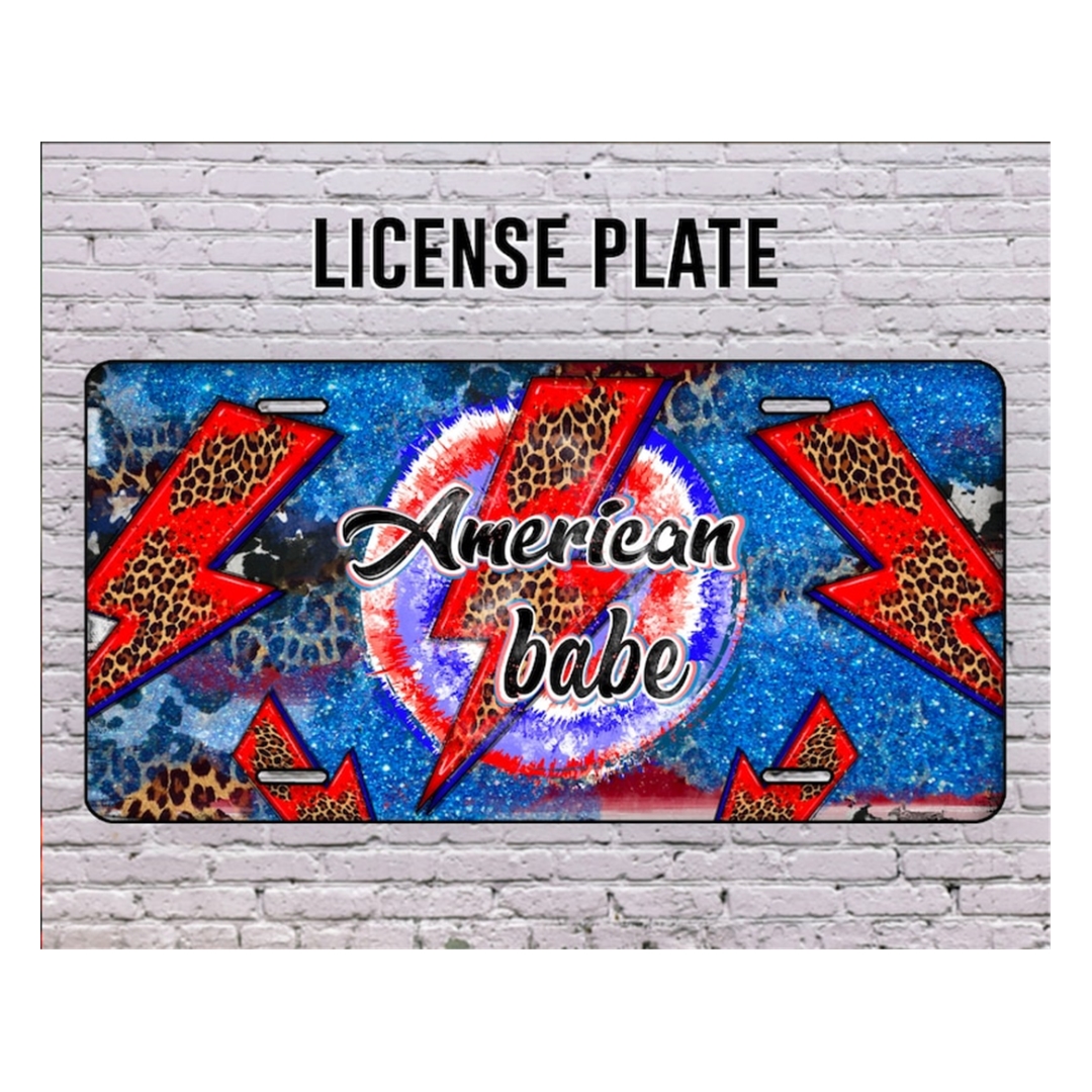 American Babe Lightning License Plate Png Sublimation Design | Inspire ...