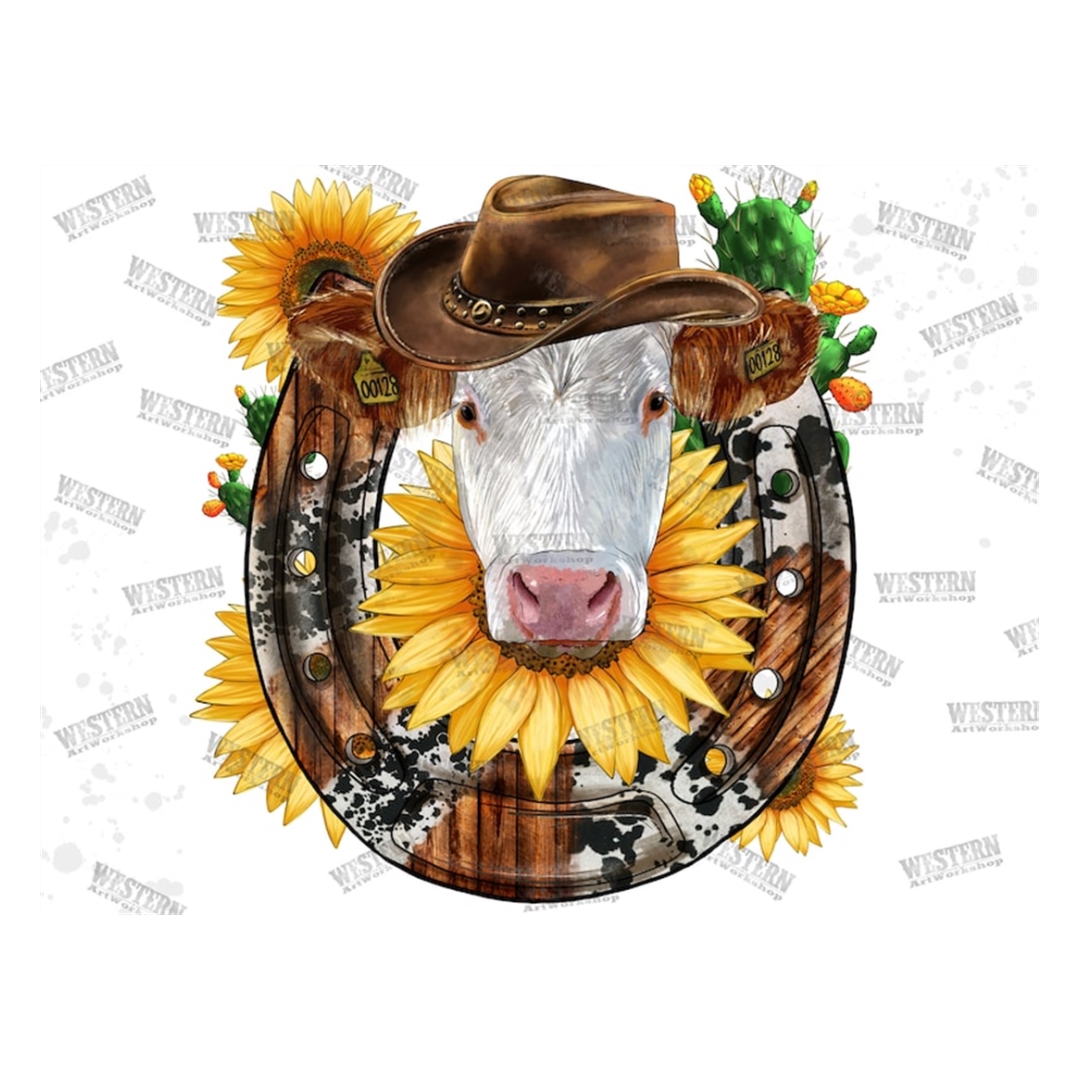 Simmental Cattle Horseshoe Sunflower Cowboy Hat Png, Simment | Inspire ...