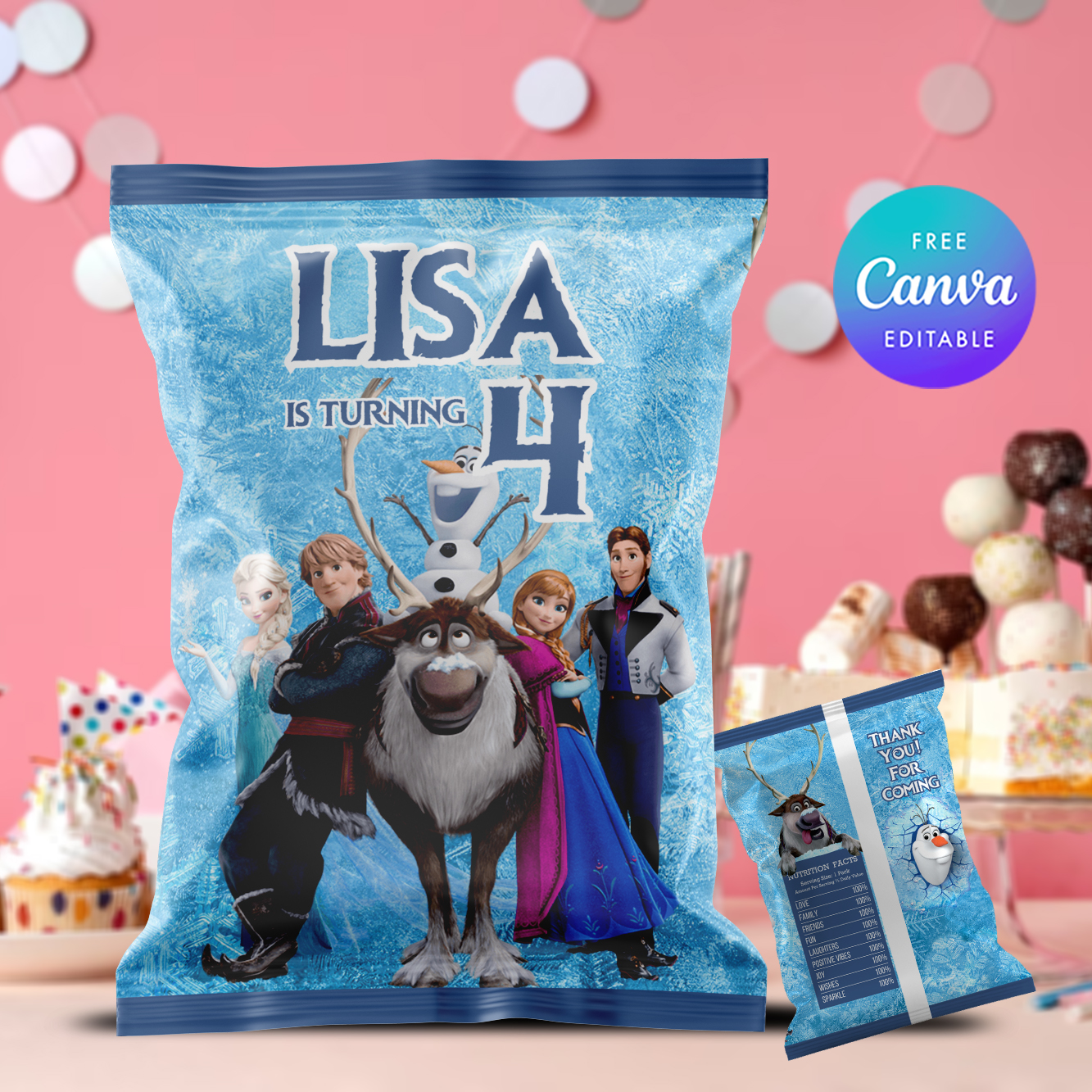 Disney Frozen Chip Bag Template, Elsa Chip Bag Birthday Girl | Inspire ...
