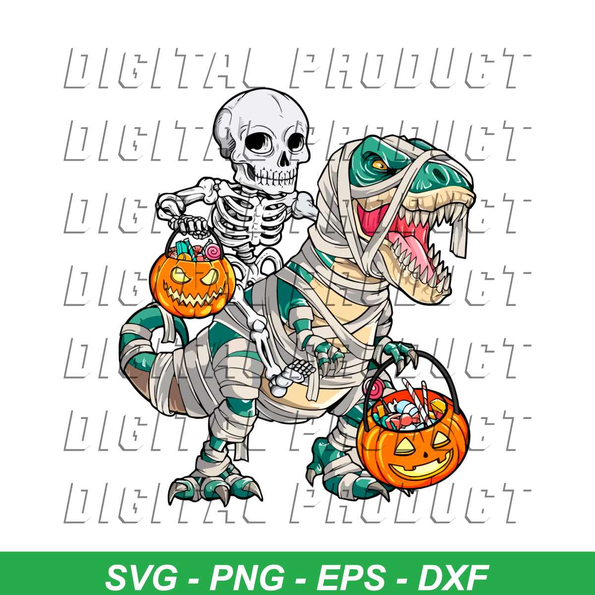Dinosaur Halloween Spooky Saurus Rex Skeleton PNG File | Inspire Uplift