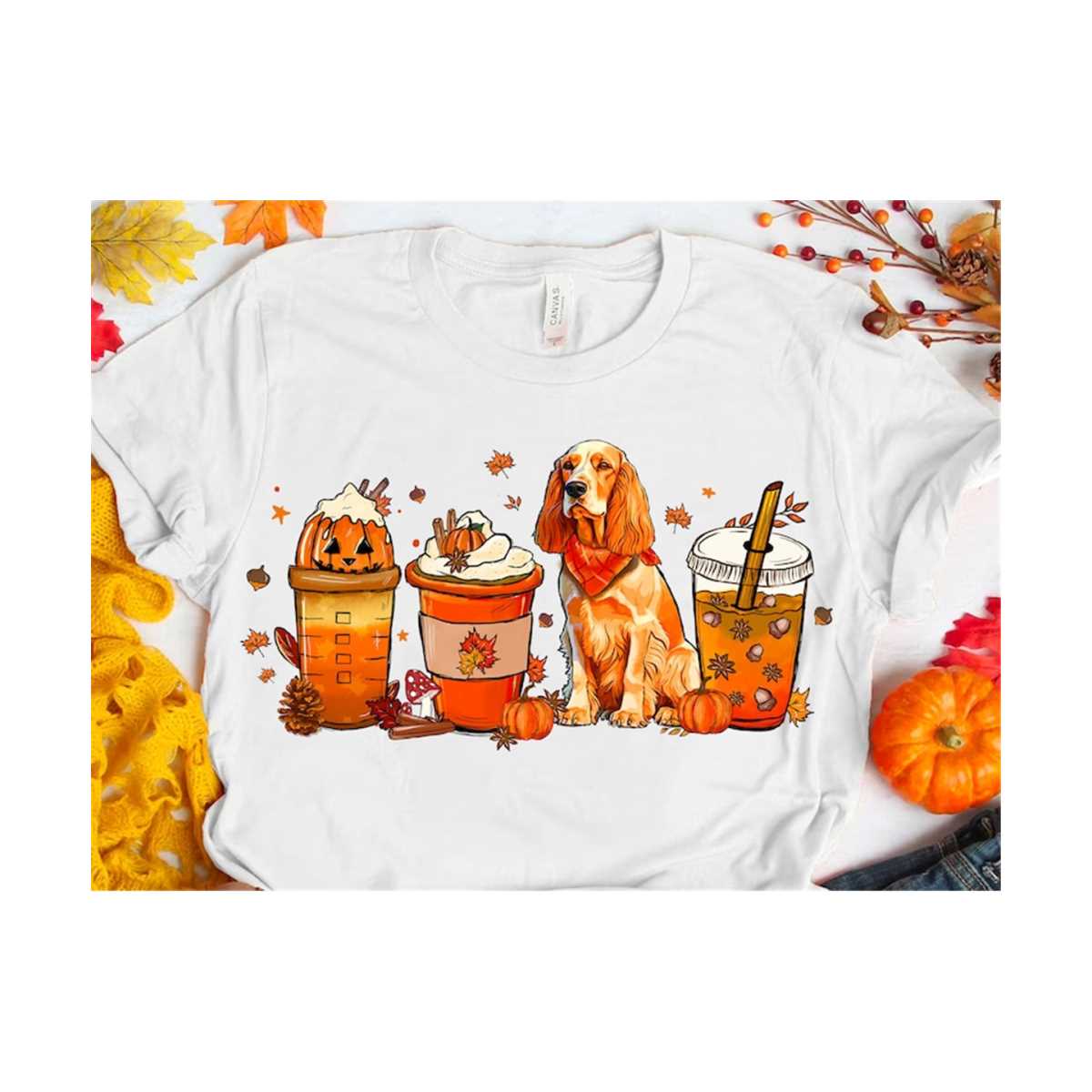 Personalization Autumn Cocker Dog Spaniel Coffee Png, Thanks | Inspire ...