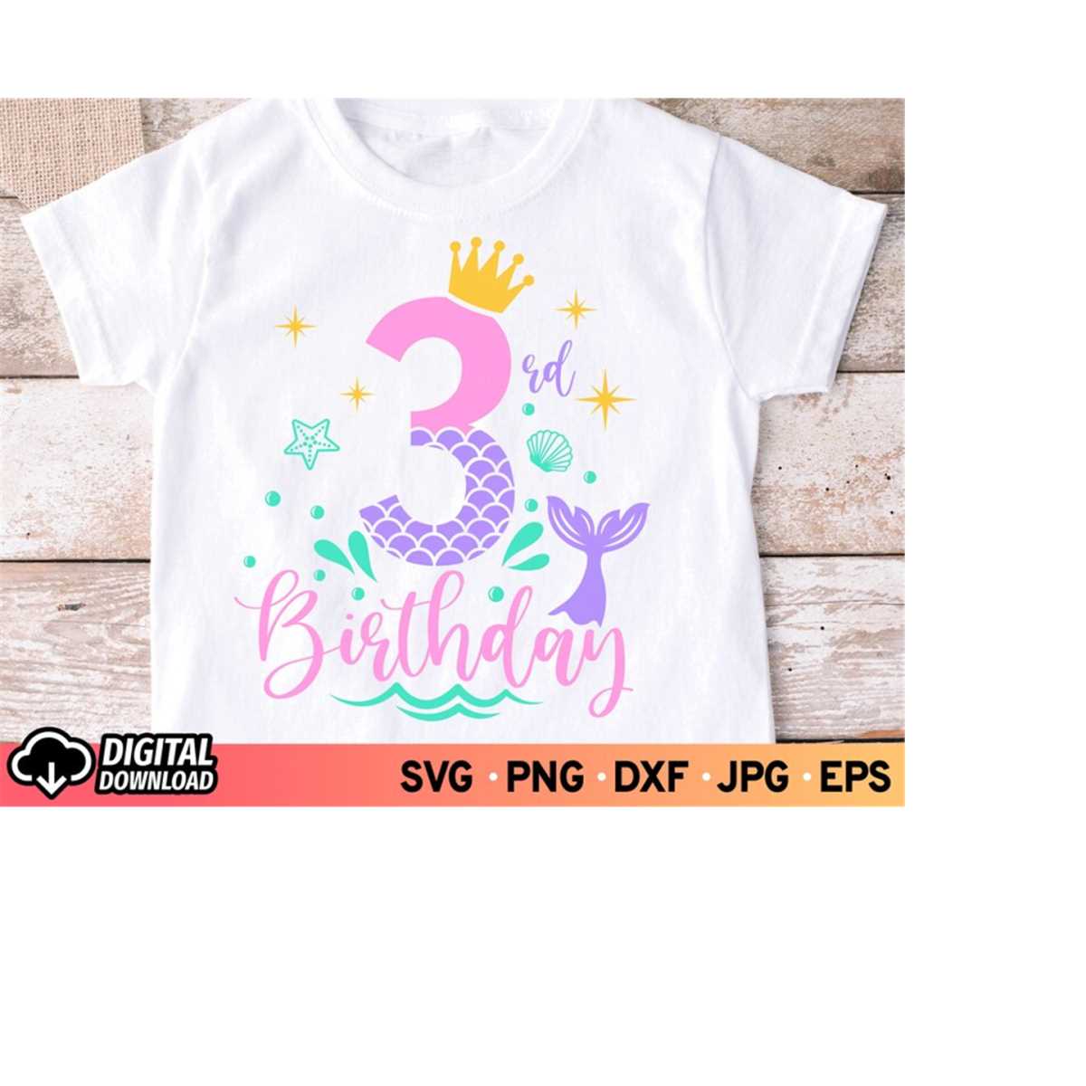 3rd Birthday Mermaid SVG, Mermaid Tail SVG, Mermaid Birthday | Inspire ...