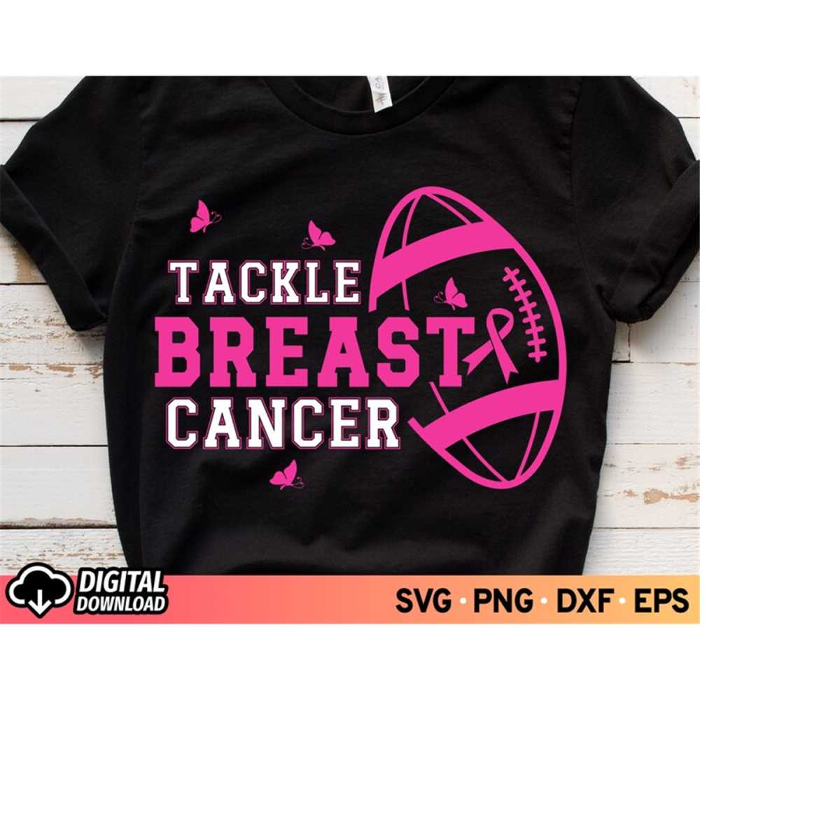 Tackle Breast Cancer Football SVG, Fight Cancer Pink Ribbon | Inspire ...