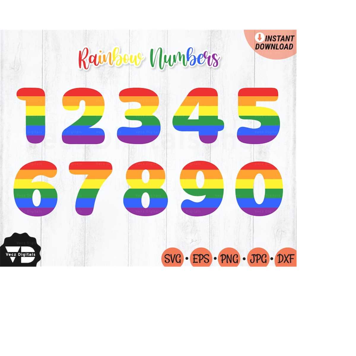 Rainbow Numbers SVG, Colorful Numbers svg, Unicorn Birthday | Inspire ...