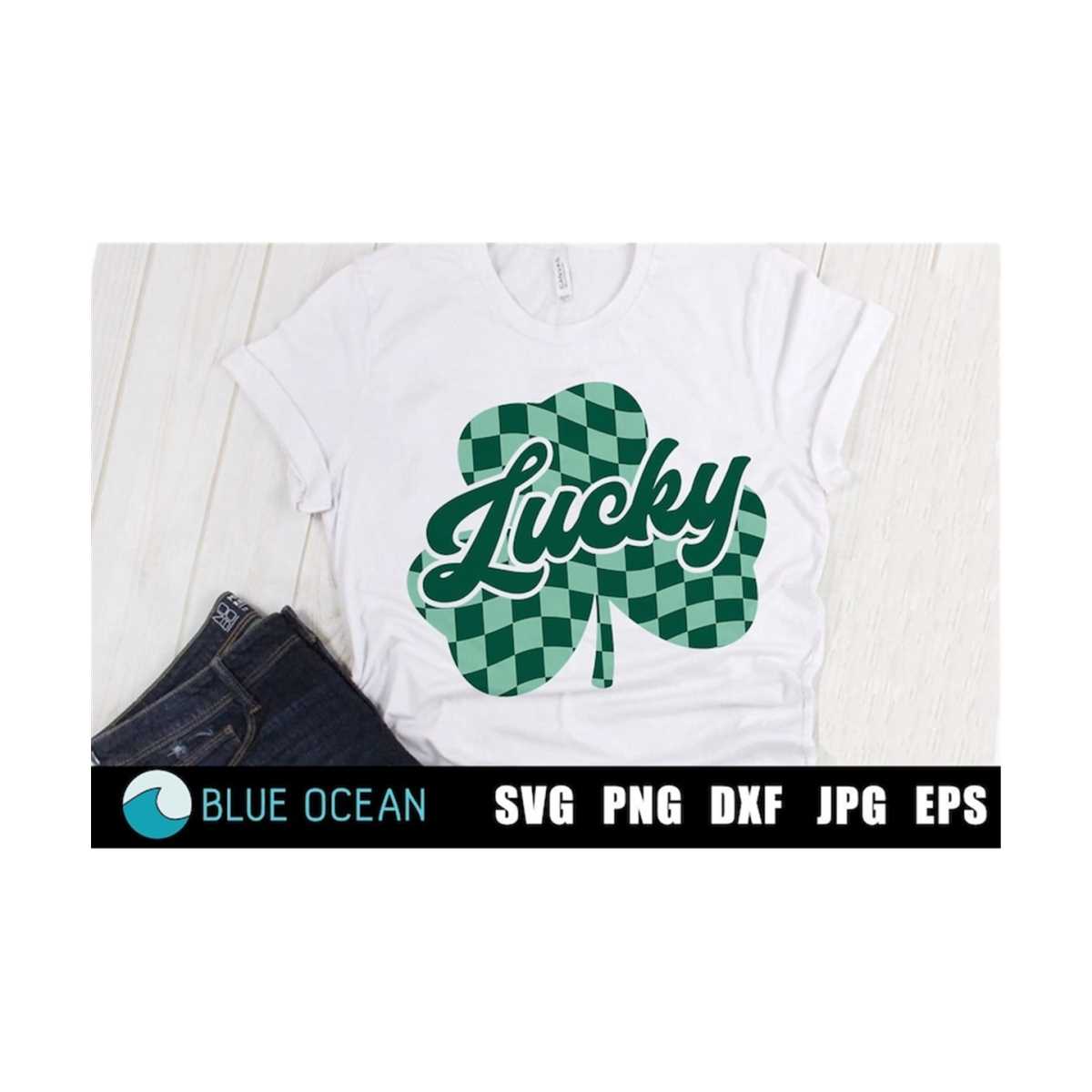 Lucky SVG, Retro Lucky PNG, St Patricks PNG, Checkered clove - Inspire ...