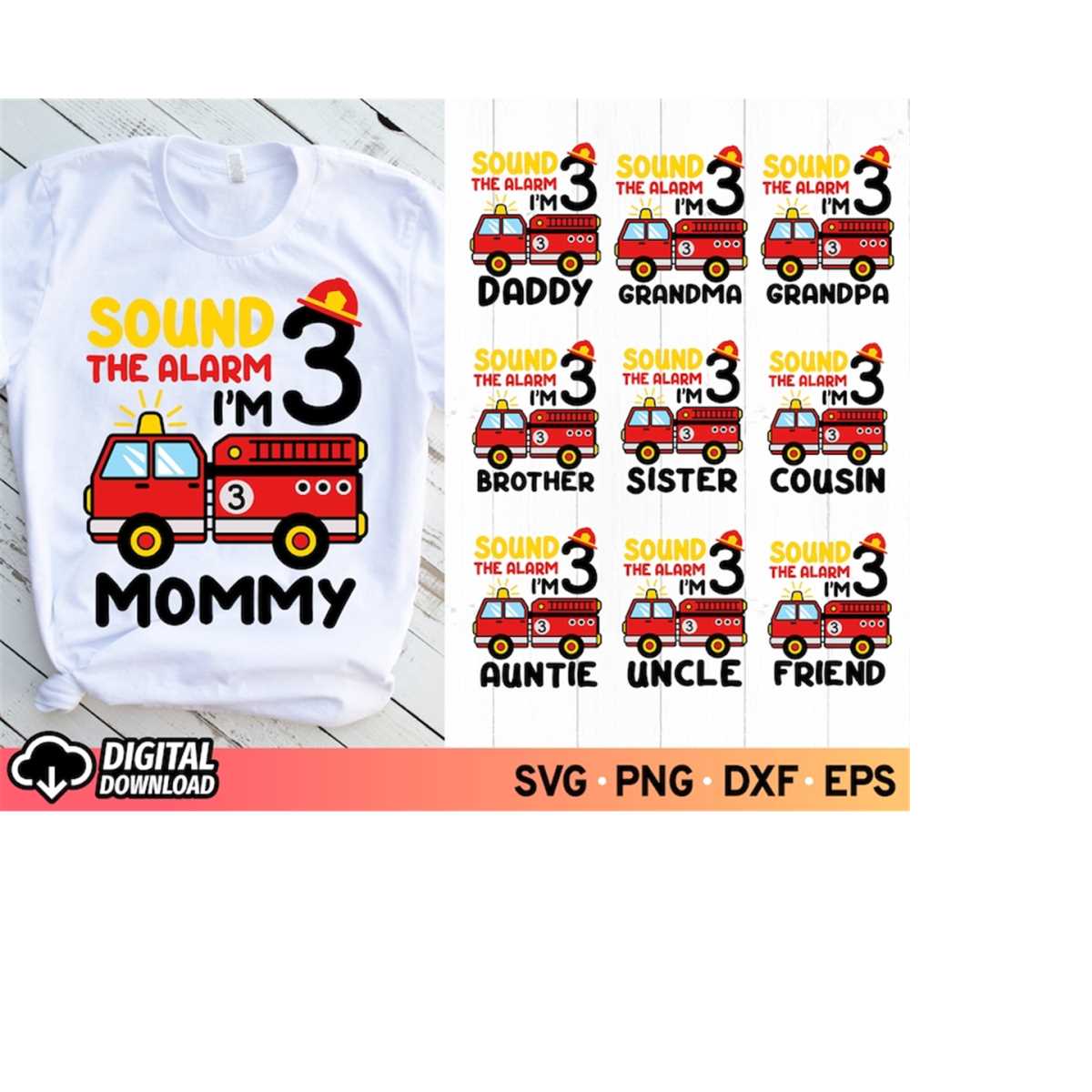 Sound the Alarm I'm 3 SVG Birthday, 3rd Birthday Boy Fire Tr | Inspire ...