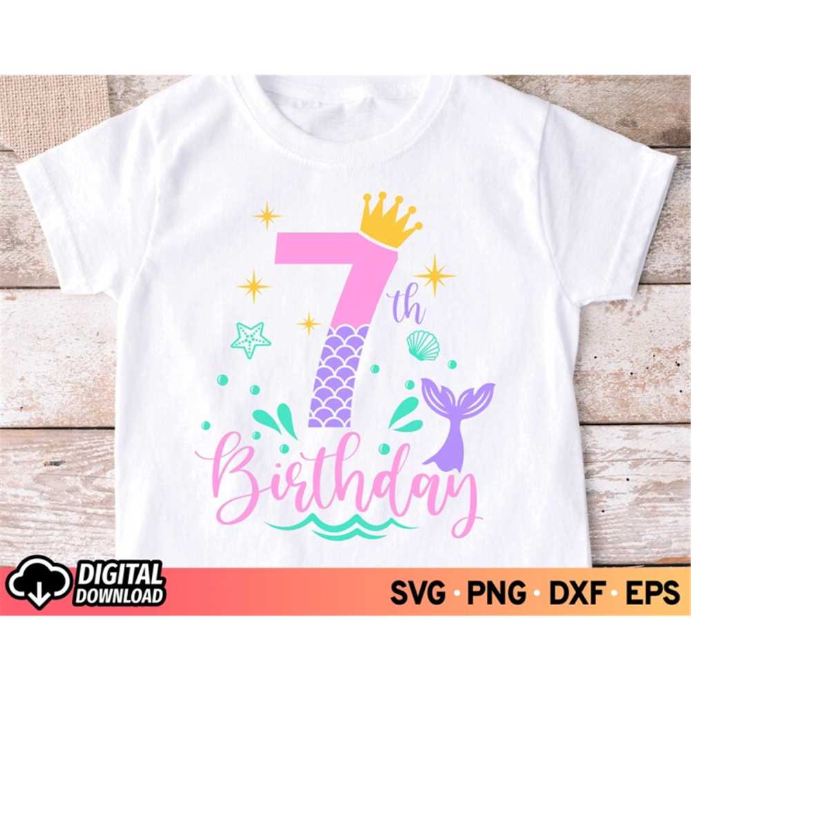 7th Birthday Mermaid SVG, Mermaid Tail SVG, Mermaid Birthday | Inspire ...
