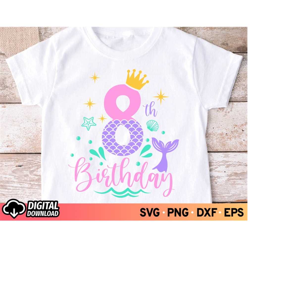 8th Birthday Mermaid SVG, Mermaid Tail SVG, Mermaid Birthday | Inspire ...