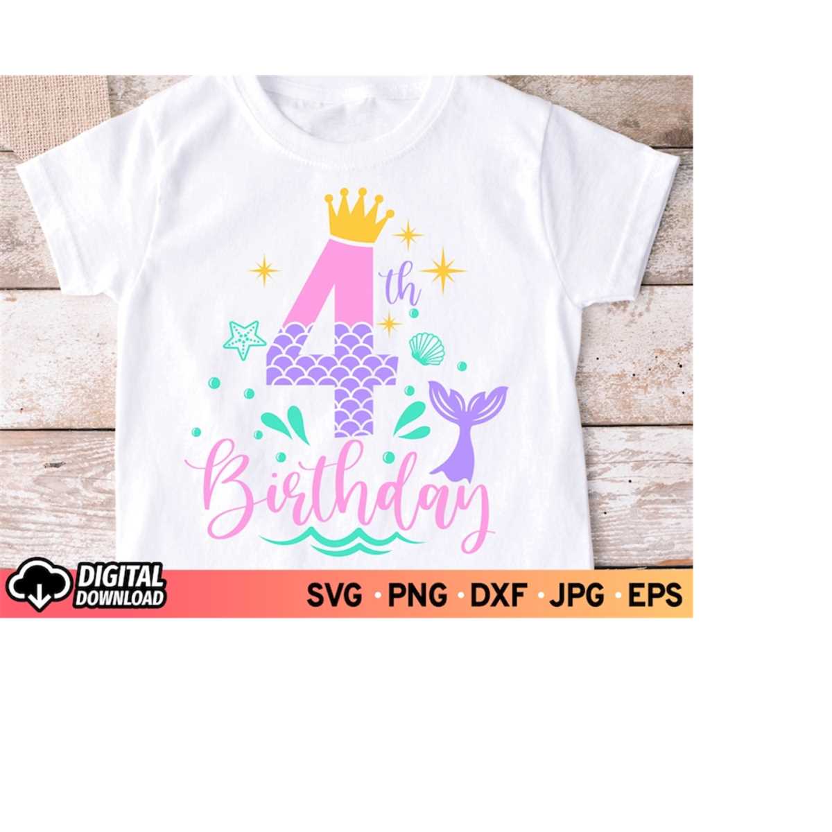 4th Birthday Mermaid SVG, Mermaid Tail SVG, Mermaid Birthday | Inspire ...