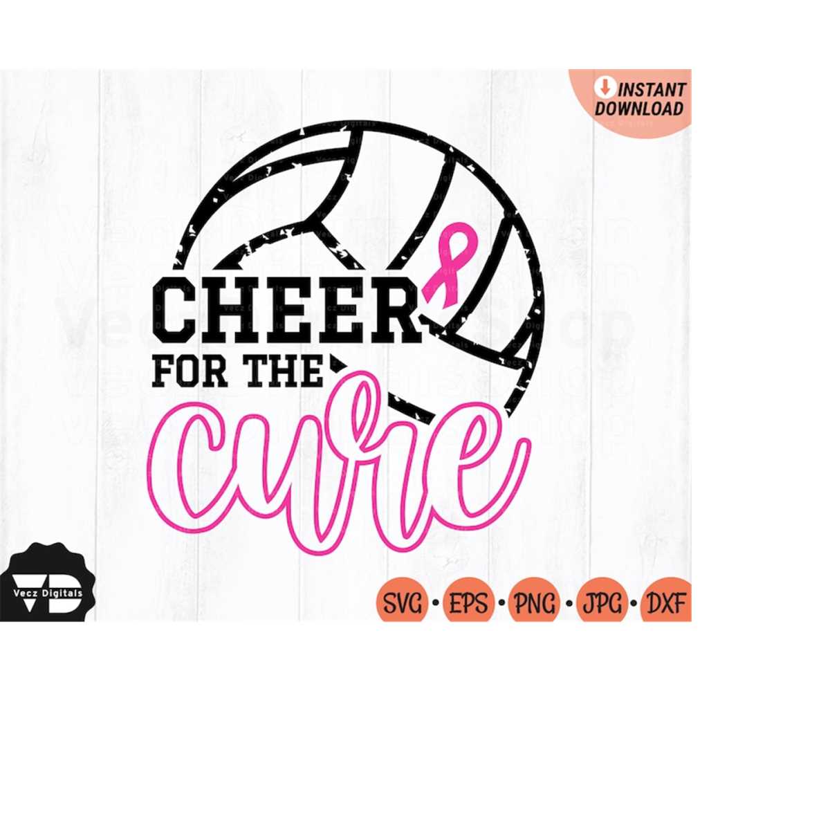 Cheer for The Cure SVG, Volleyball Cancer Awareness Svg for | Inspire ...