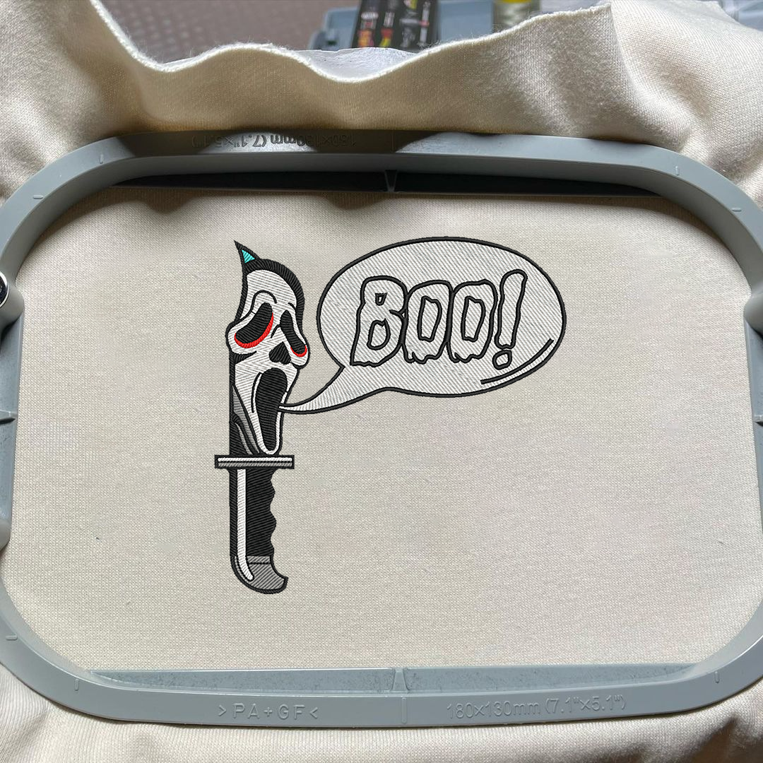 Boo Scream Knife Embroidery Design, Horror Halloween Embroid | Inspire ...