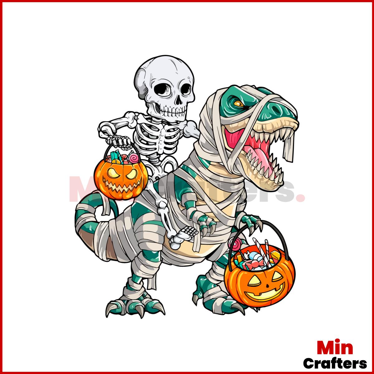 Dinosaur Halloween Spooky Saurus Rex Skeleton PNG File - Inspire Uplift