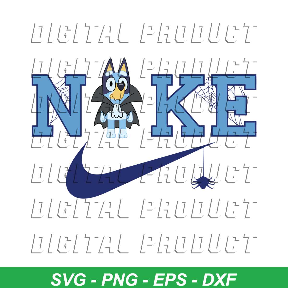 Disney Halloween Bluey Heeler Nike Logo SVG Design File | Inspire Uplift