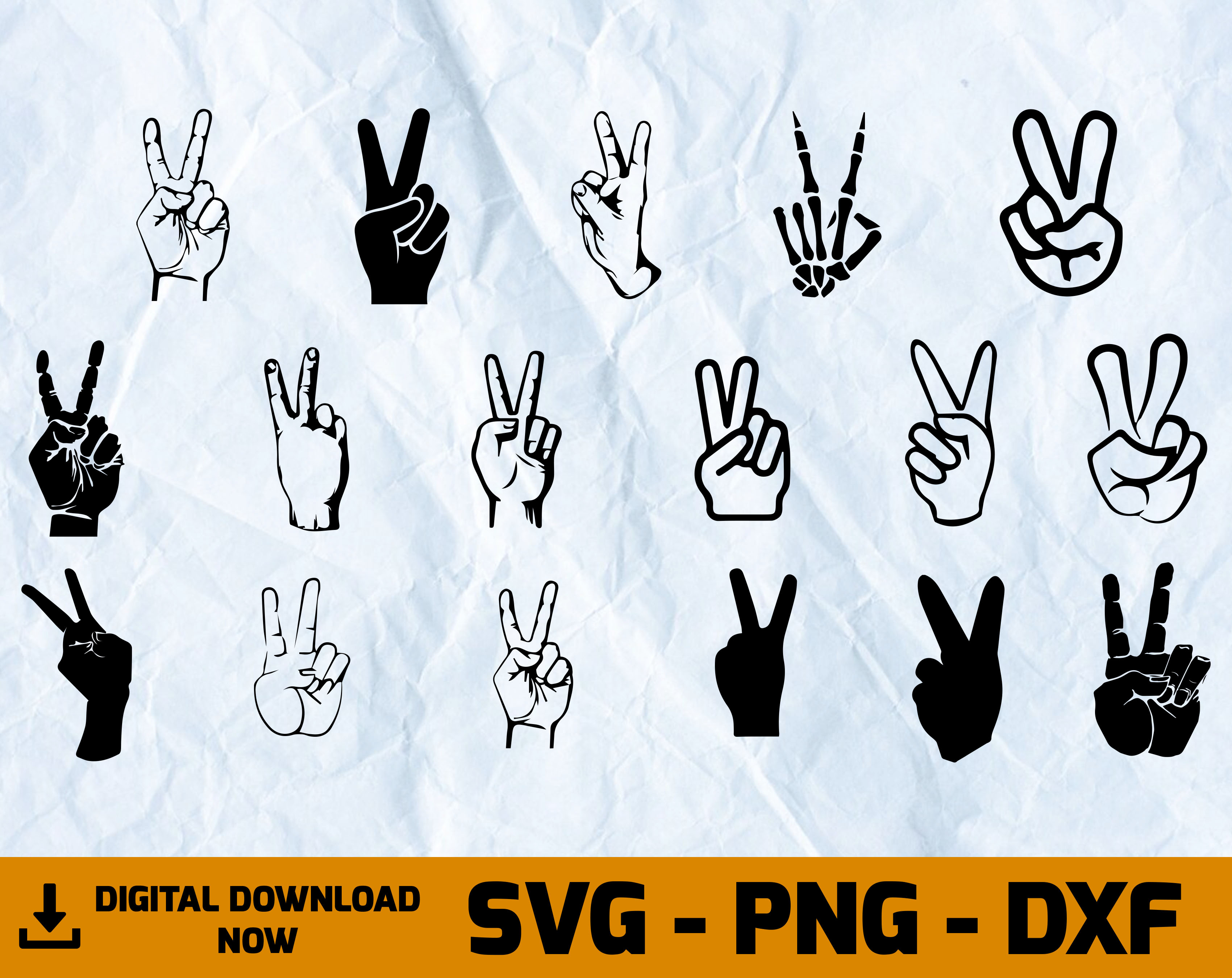Victory Hand Sign SVG, Peace Hand SVG, Hand Sign SVG Bundles - Inspire ...