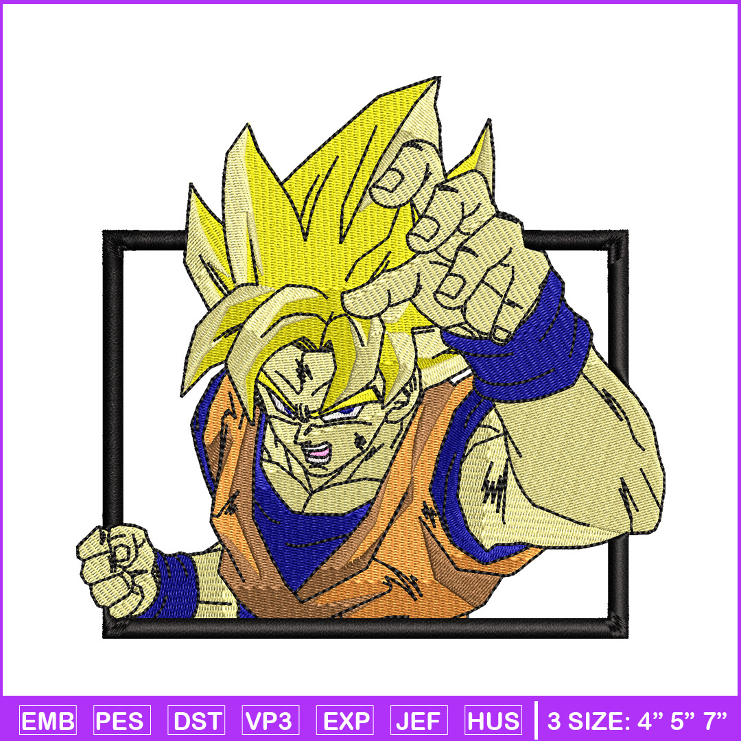 Goku ssj box embroidery design, Dragonball embroidery, Anime | Inspire ...