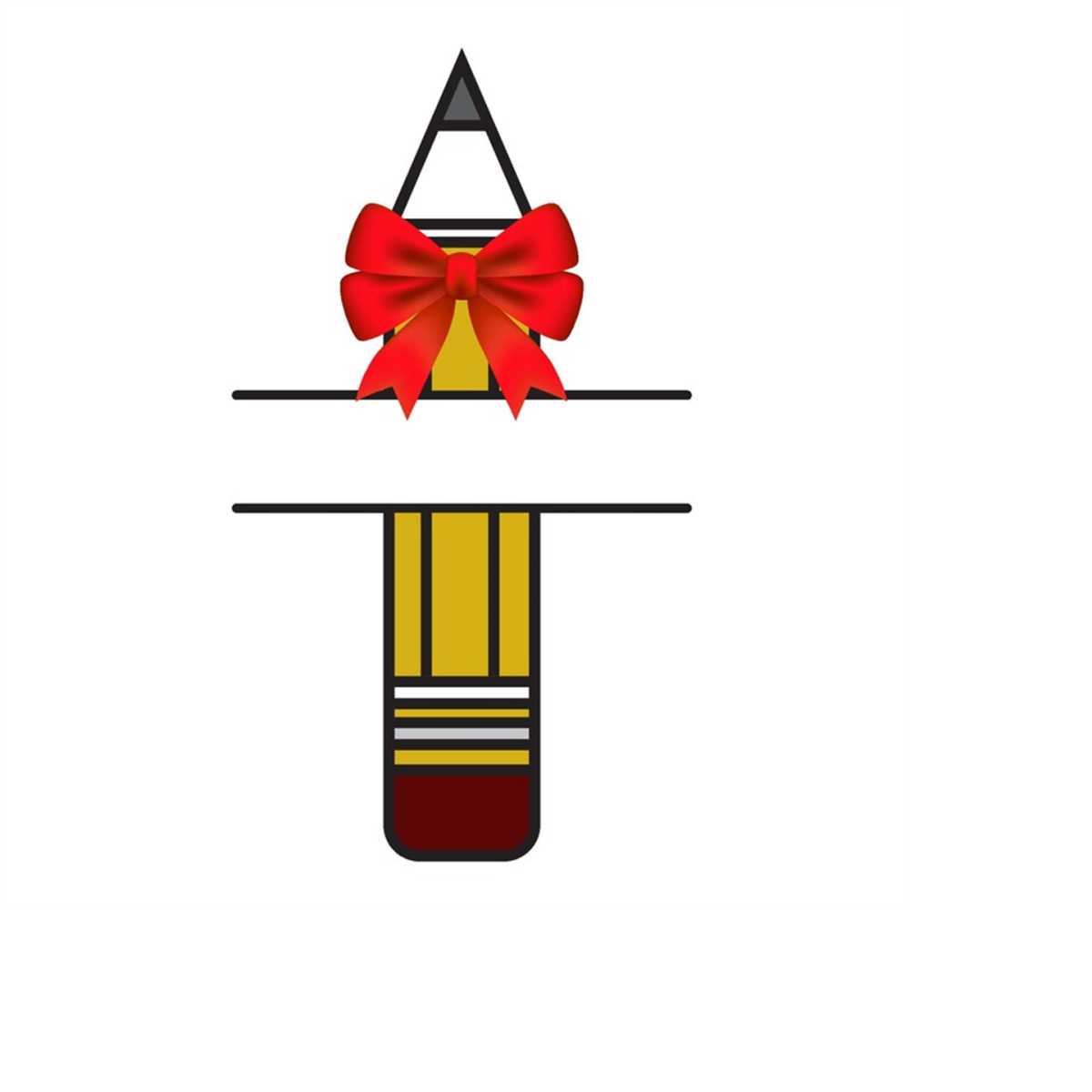 Pencil Crayon Apple Split Monogram Svg, School Svg, School - Inspire Uplift