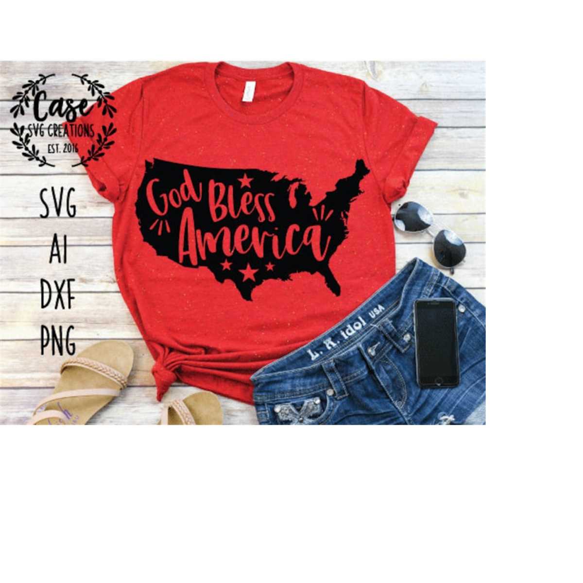 God Bless America SVG Cutting File, AI, Dxf and Printable PN | Inspire ...