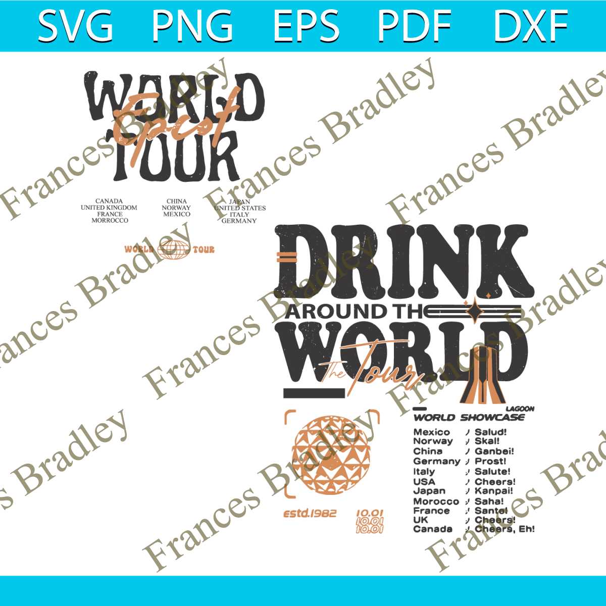 Epcot Drink Around The World Tour SVG Digital File | Inspire Uplift
