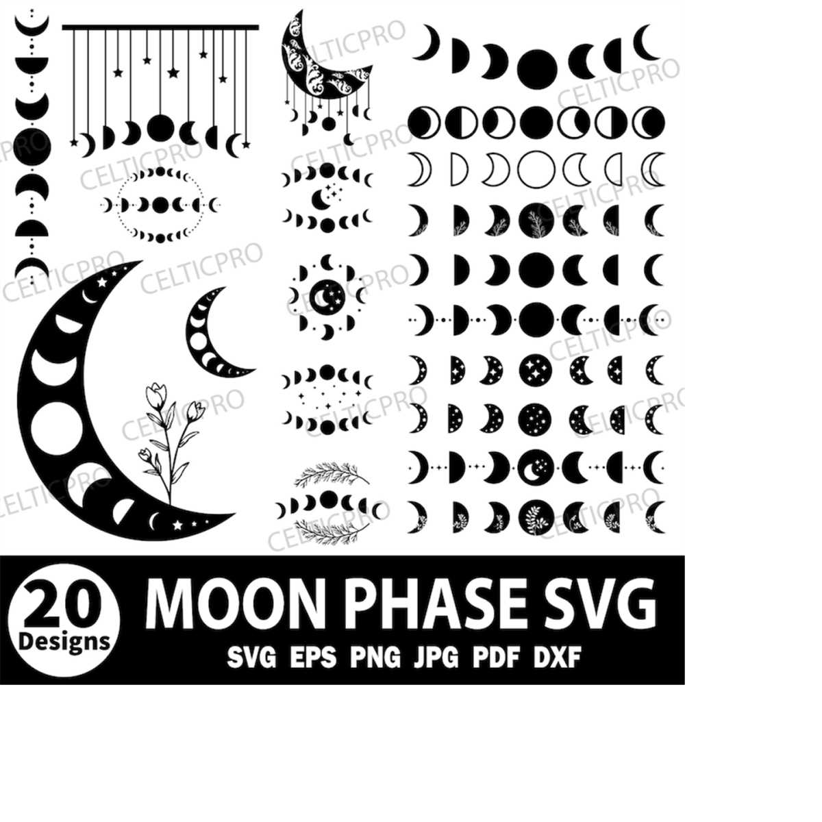 20 Moon Phase Svg Bundle, Mystic Celestial Svg, Its Just a P - Inspire ...