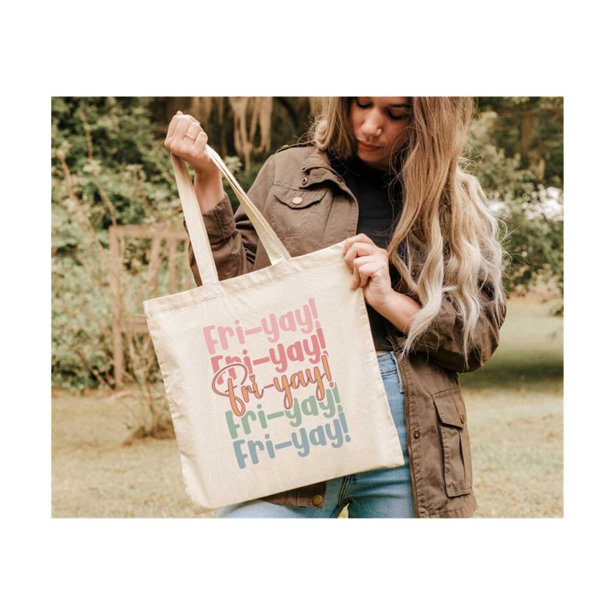 Fri-yay Tote Bag, Canvas Tote Bag, TGIF, Tote Bag, Teacher T | Inspire ...