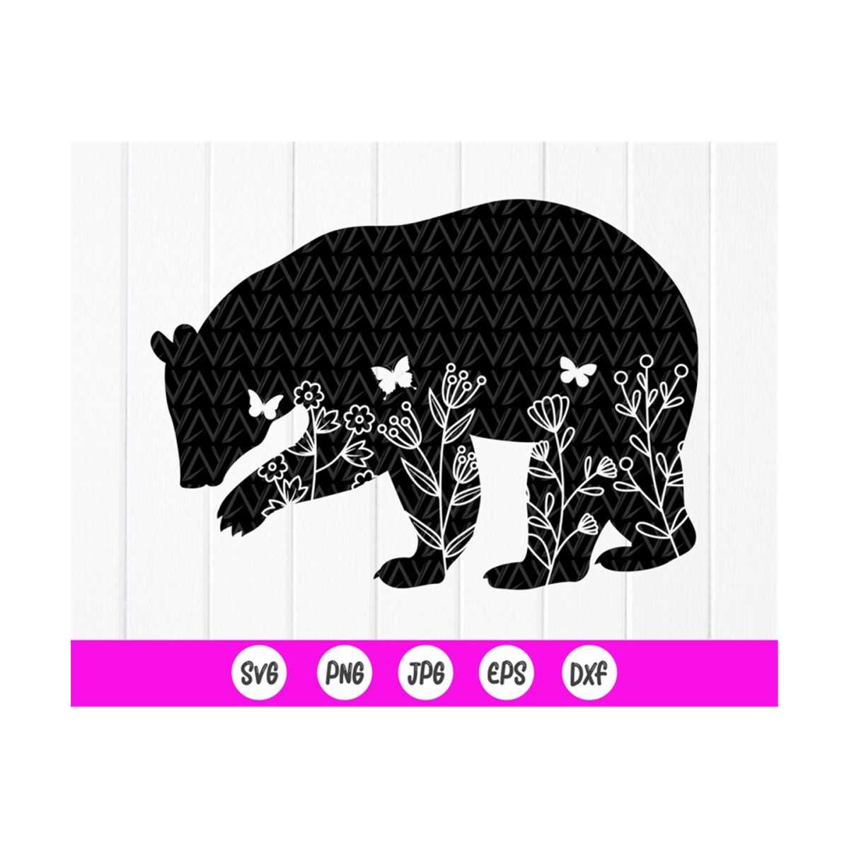 Mama Bear Floral svg, Floral Bear svg, Mama Bear Flower svg, | Inspire ...