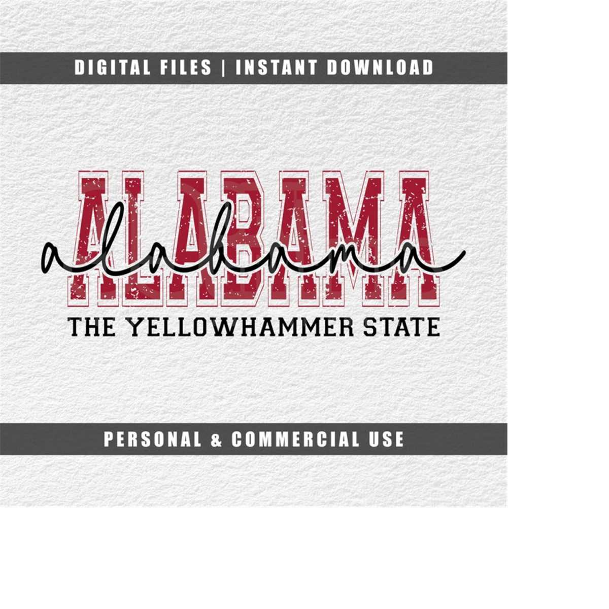 Alabama Svg, Yellowhammer State, Collegiate Svg, Distressed - Inspire ...