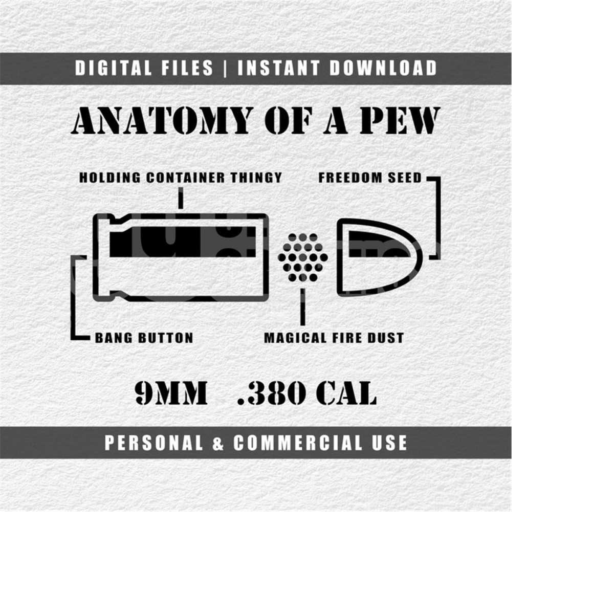 Anatomy of a Pew Design , 9mm Bullet Svg, Cricut Svg, Engrav - Inspire ...