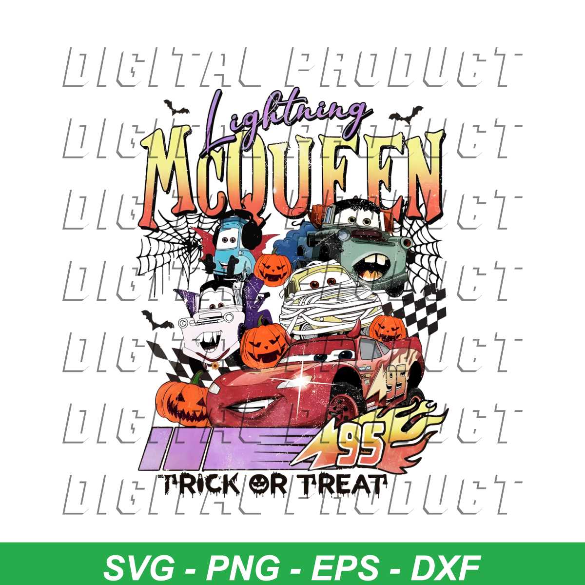 Lightning Mcqueen Disney Cars Halloween PNG Sublimation | Inspire Uplift