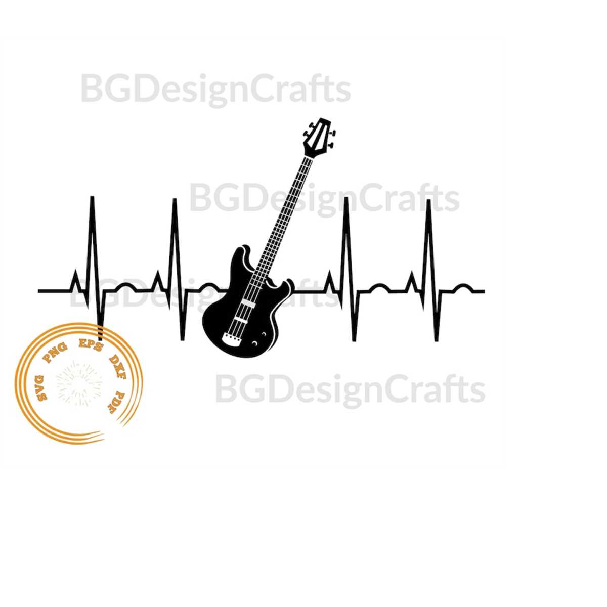 Heartbeat Bass Guitar SVG, Heartbeat SVG, Guitar SVG, Guitar - Inspire ...