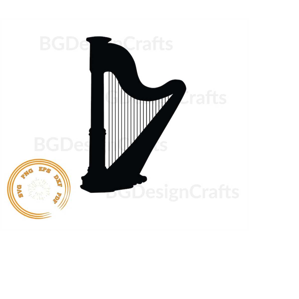 Harp SVG, Harp Png, Harp Dxf, Harp silhouette, cut file, cli - Inspire ...