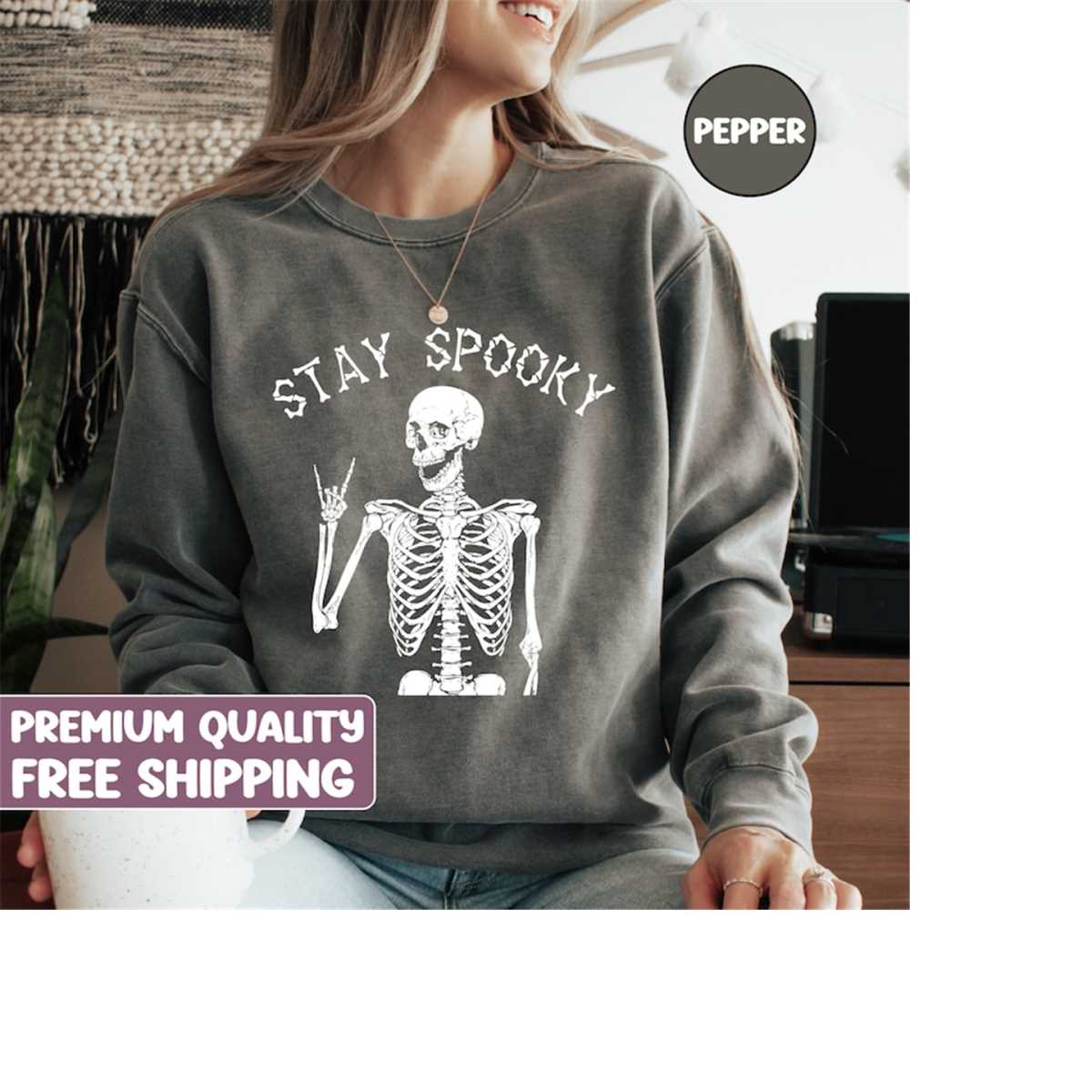 Spooky Sweatshirt, Stay Spooky Sweatshirt, Skeleton Sweatshi | Inspire ...