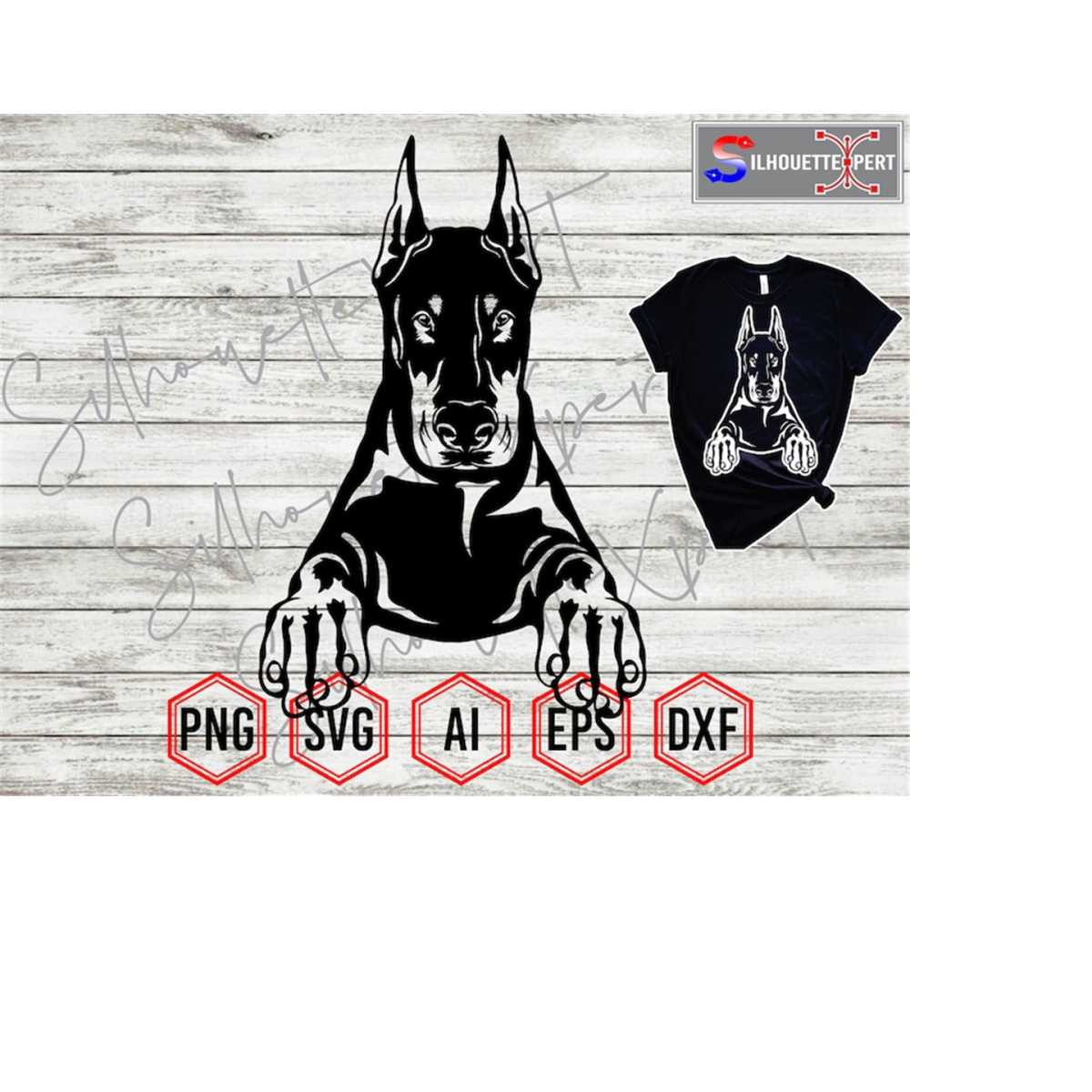 Peeking Dog svg, Doberman Silhouette, Doberman svg, Dog svg, - Inspire ...