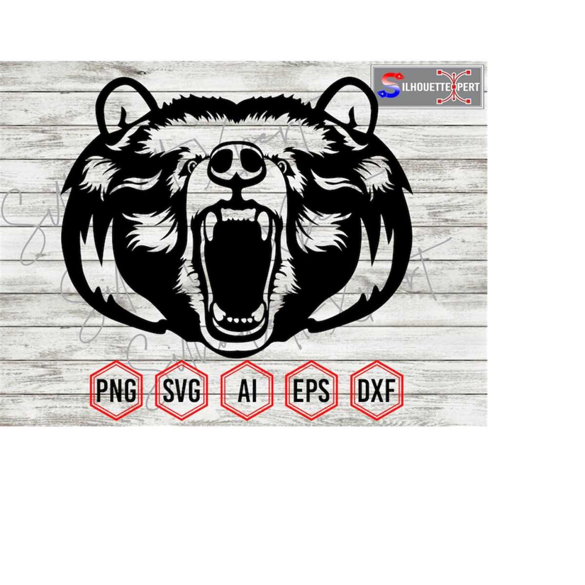 Angry Bear Face svg, Bear silhouette 3, Bear svg, Grizzly sv - Inspire ...
