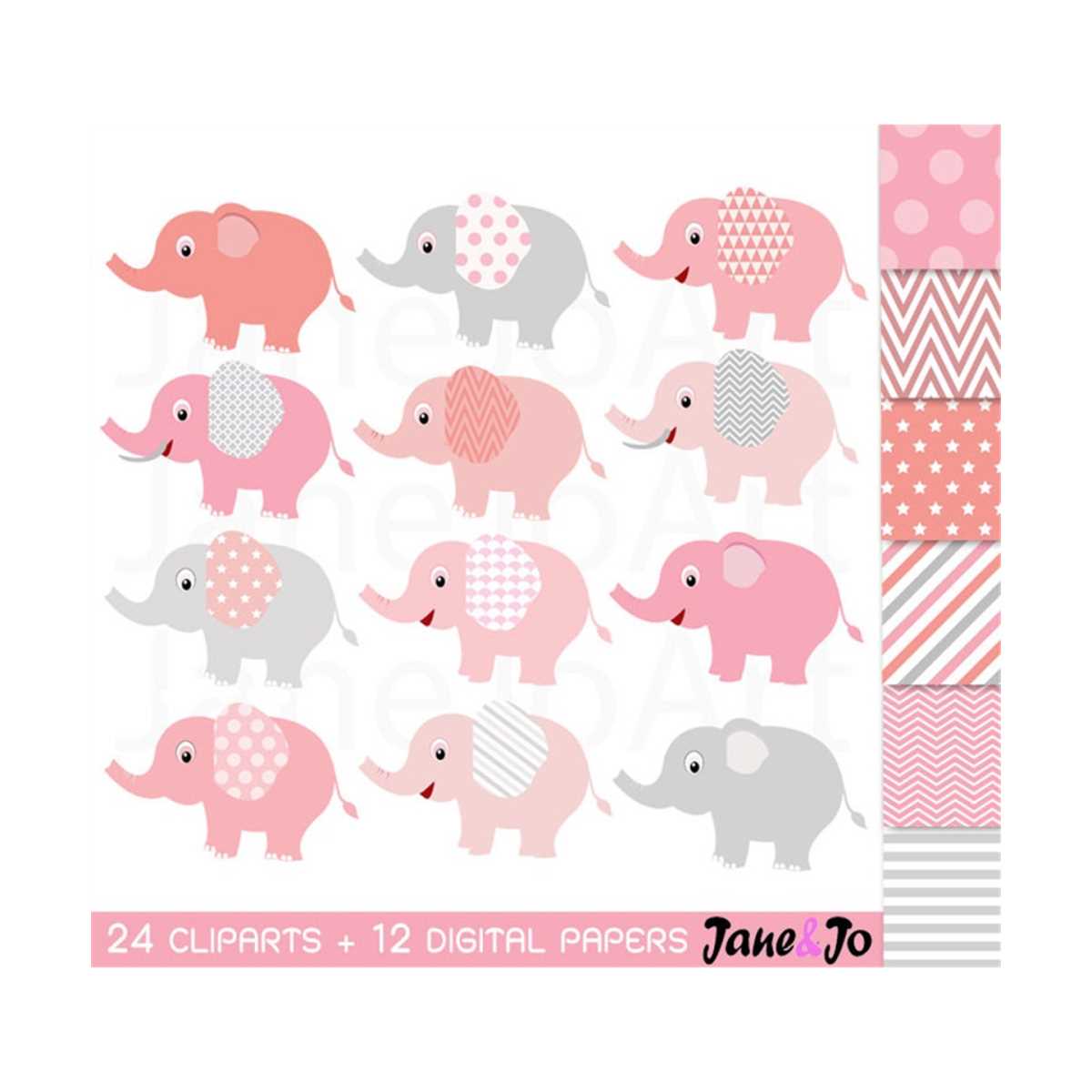 Pink Baby Elephant Graphic