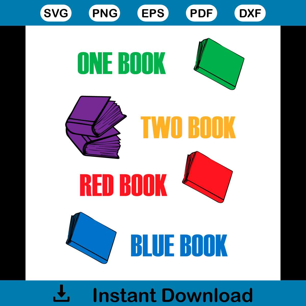 Dr Seuss One Book Two Book Red Book Blue Book Svg, Dr Seuss | Inspire ...