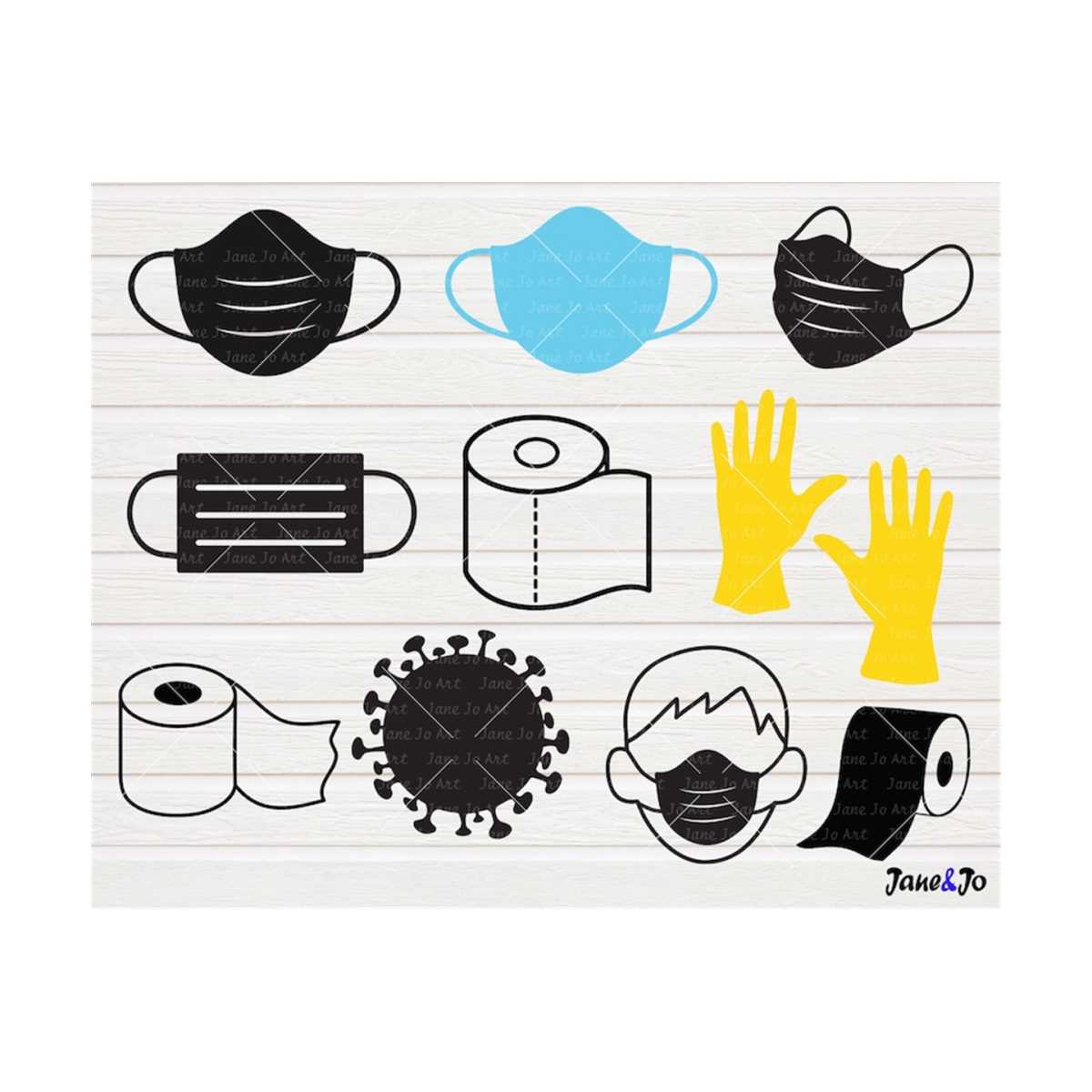Face Surgical Mask SVG Bundle,Rubber Glove SVG,Toilet Paper - Inspire ...
