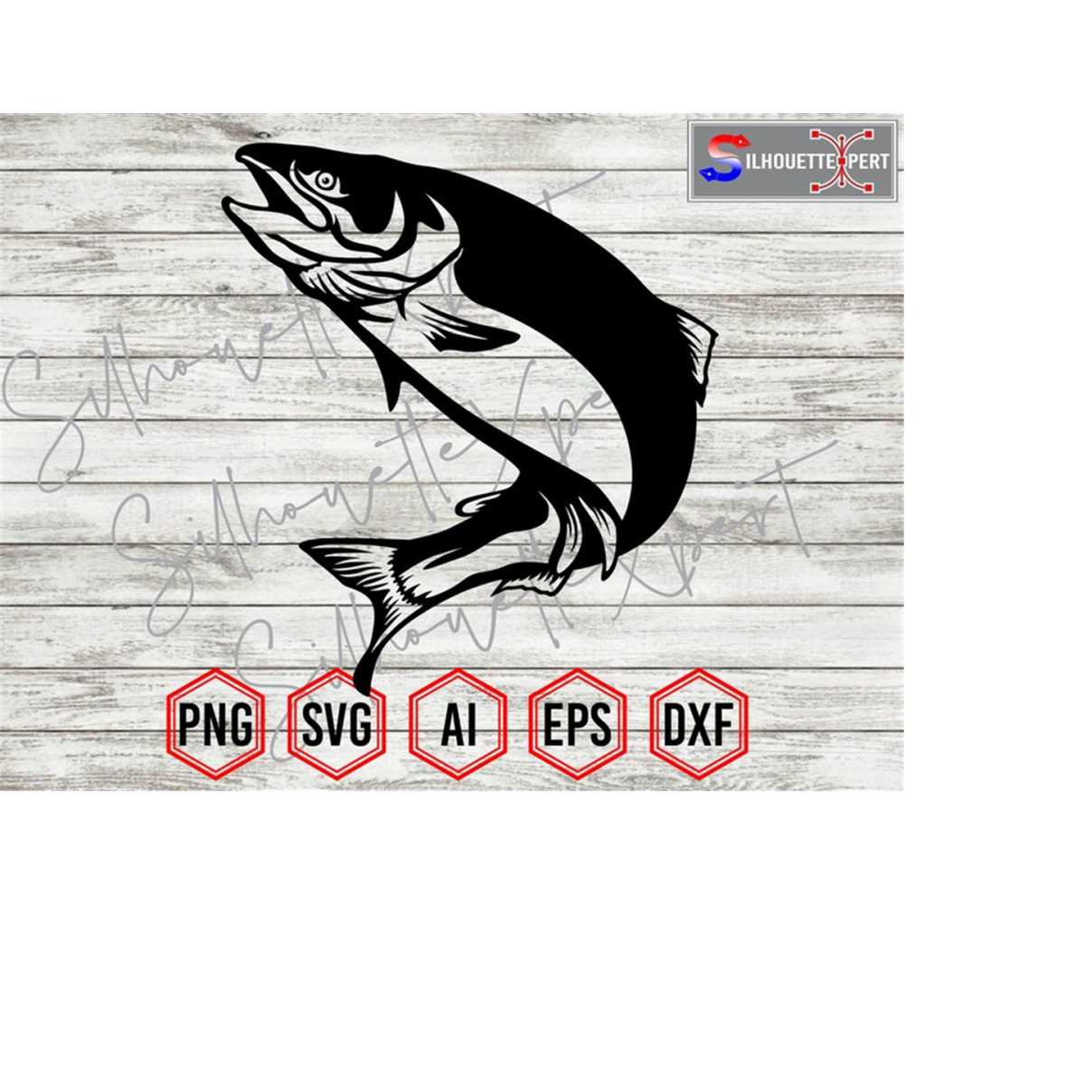 Atlantic Salmon Silhouette, Salmon svg, Fishing svg - Clipar - Inspire ...