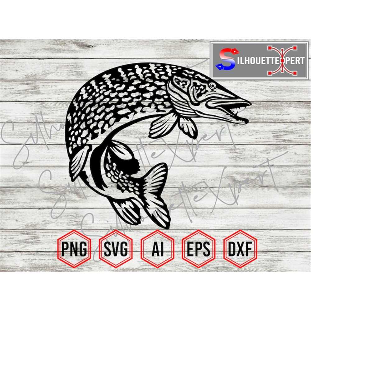 Pike svg, Fish svg, Fishing svg - Clipart, Silhouette, Cricu | Inspire ...