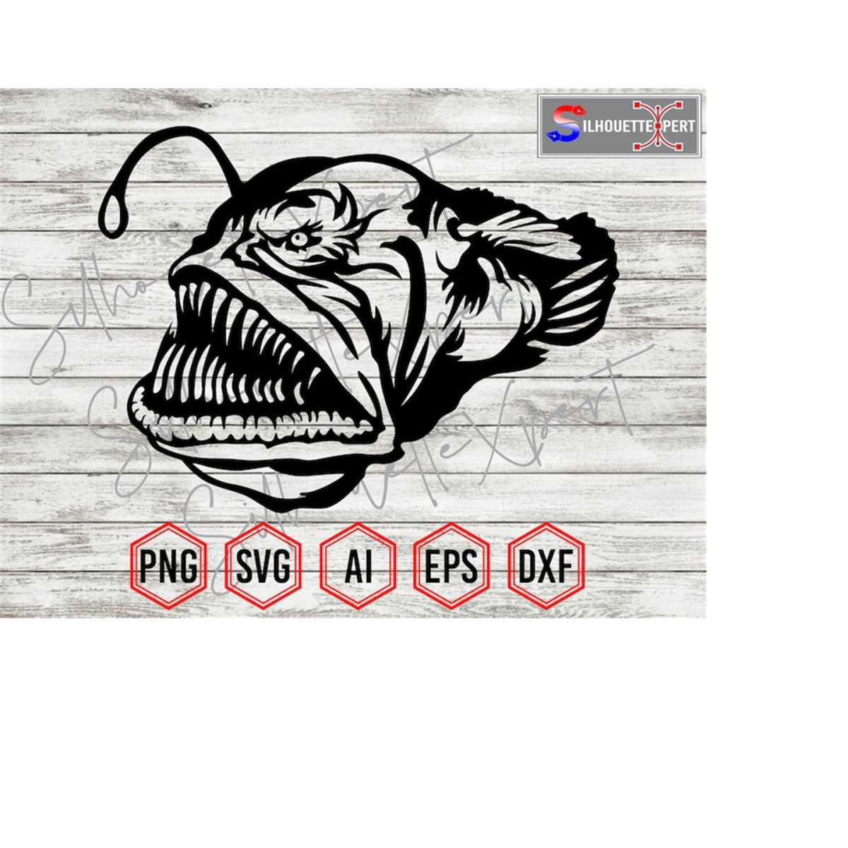 Anglerfish Silhouette, Anglerfish svg, Aquarium Fish svg - C - Inspire ...