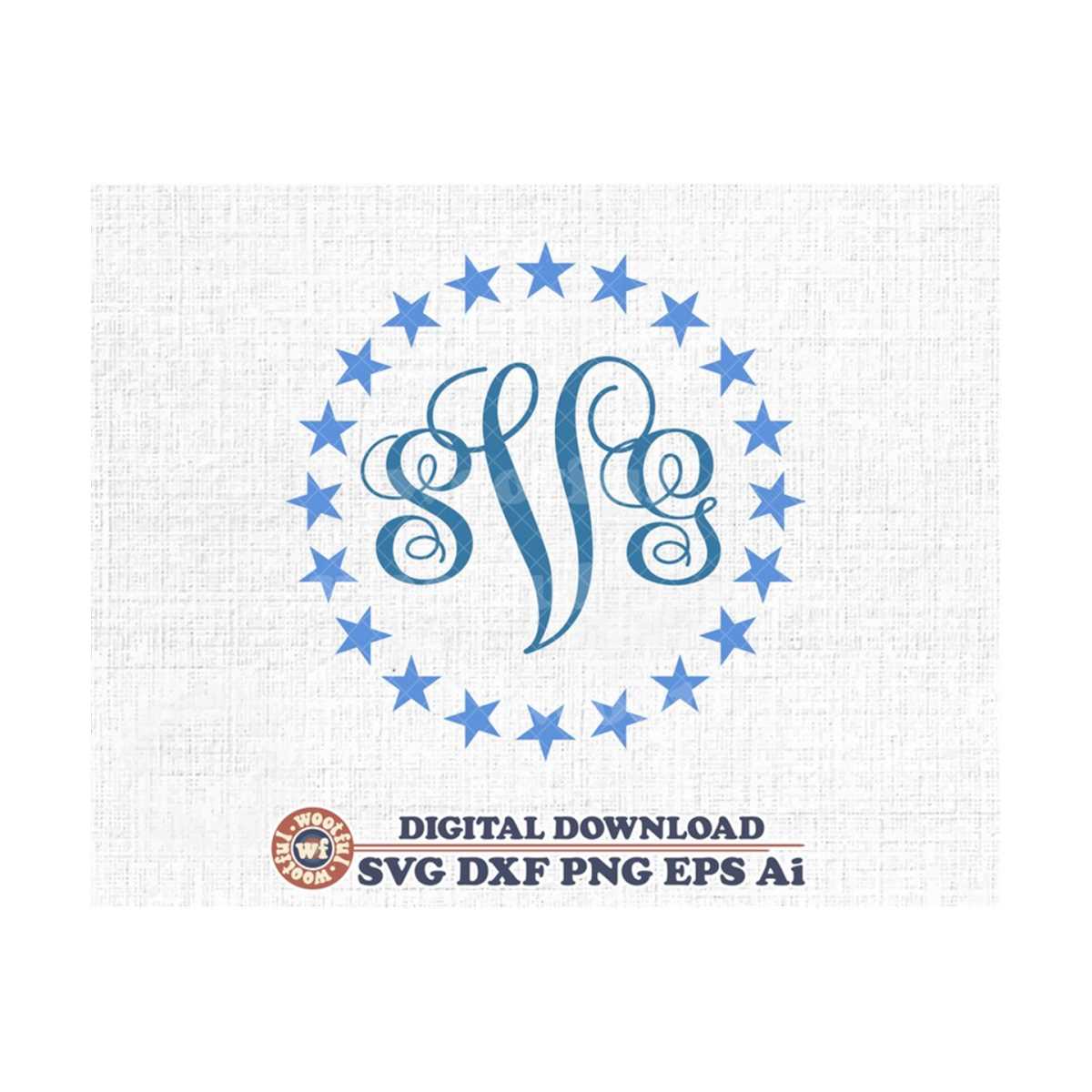 Monogram svg, Circle Monogram Frame, Star Frame svg, Star Mo | Inspire ...