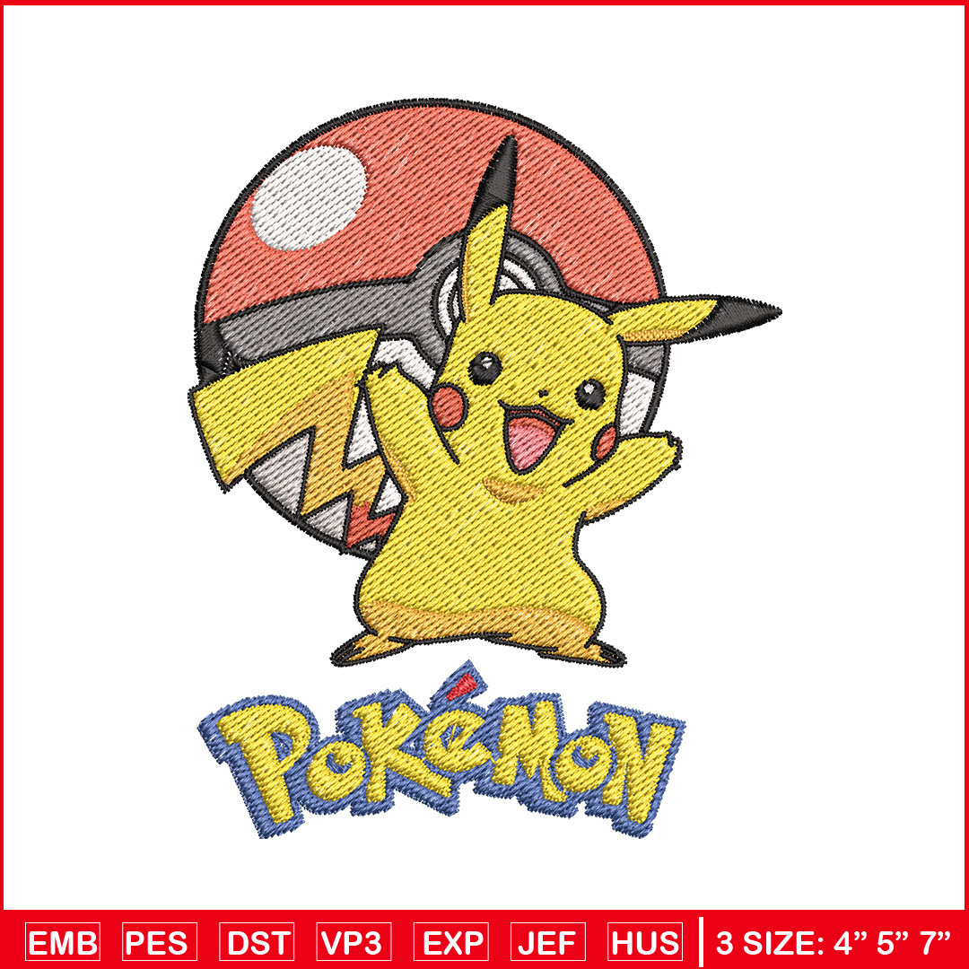 Pikachu embroidery design, Pokemon embroidery, Anime design, - Inspire ...