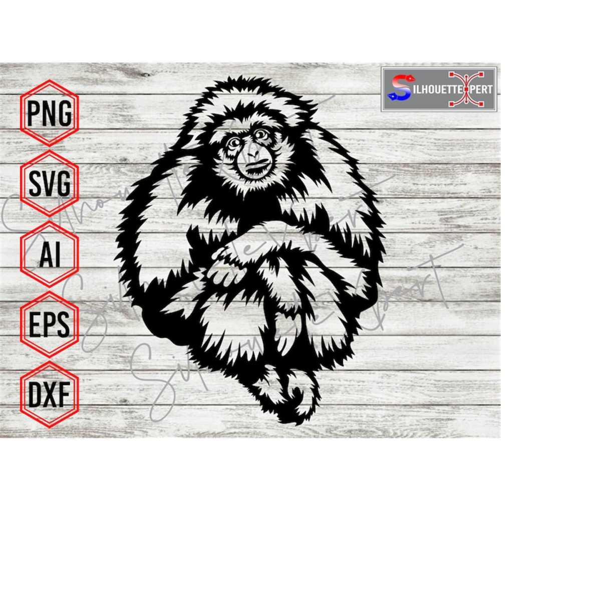Gibbon svg, Monkey svg, Animal svg, Wildlife svg - Clipart, - Inspire ...