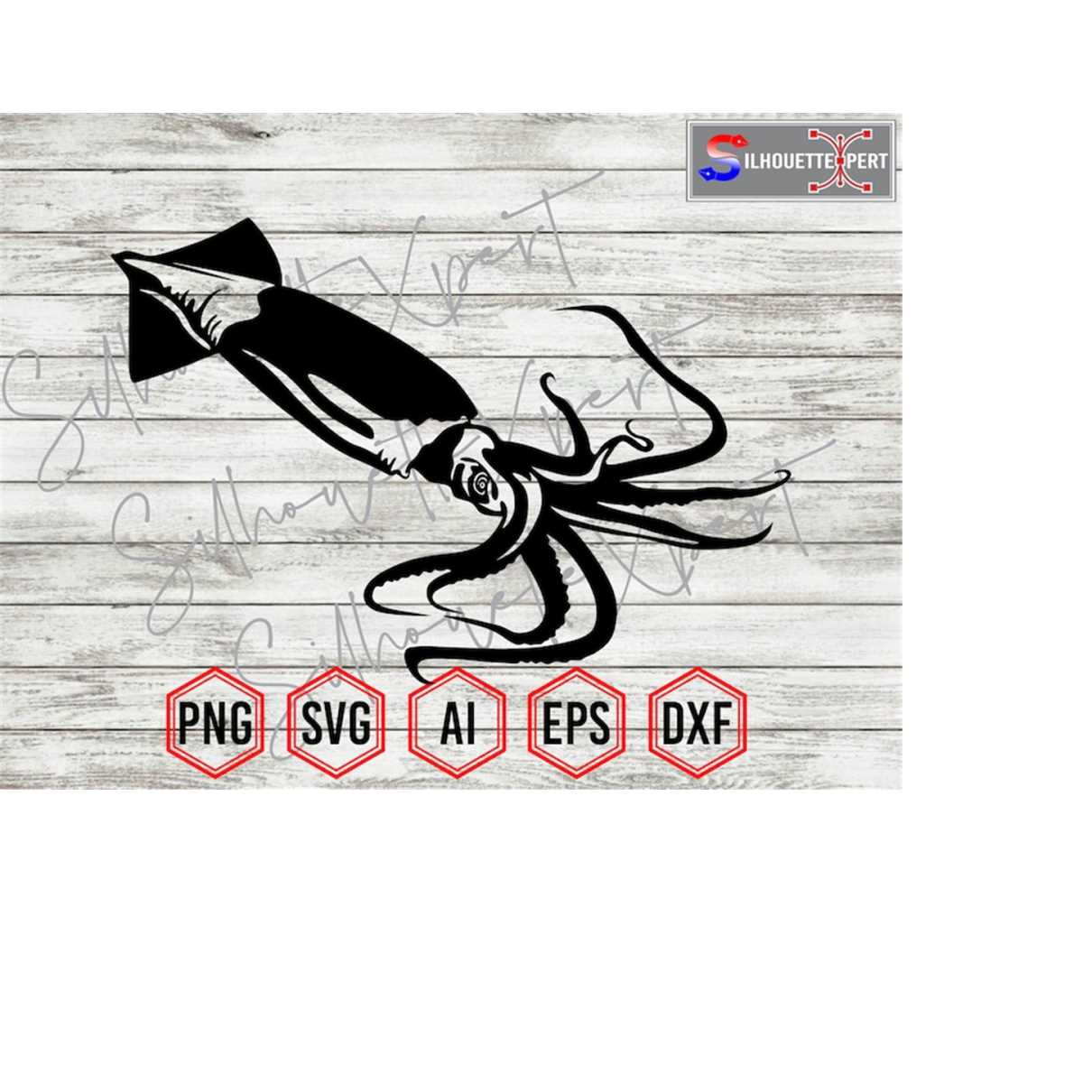 Squid Silhouette 1, Squid svg, Squid artwork, Squid Vector - - Inspire ...